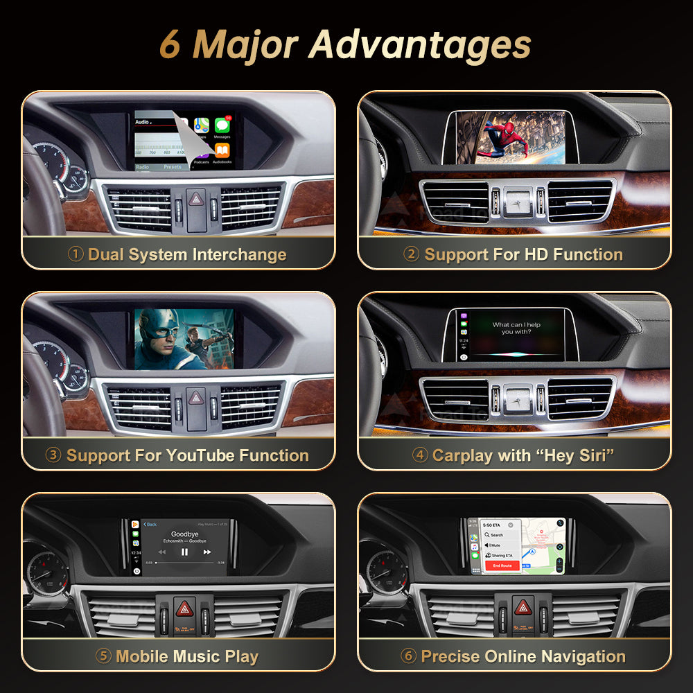 RoadTop Mercedes Benz E-CLASS W212 Wireless CarPlay & Android Auto ...