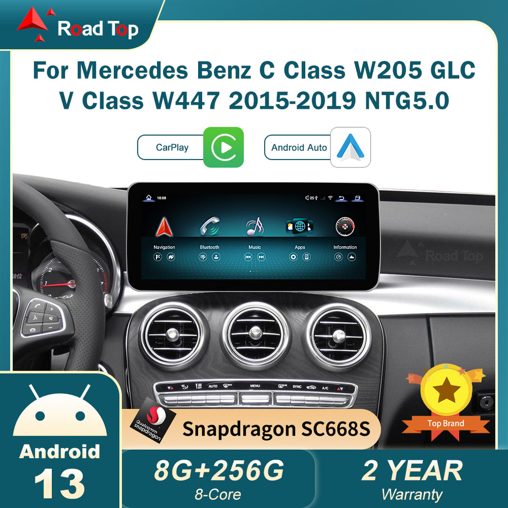 For Mercedes Benz C/GLC W204 W205 Android 13 TouchScreen – Road Top